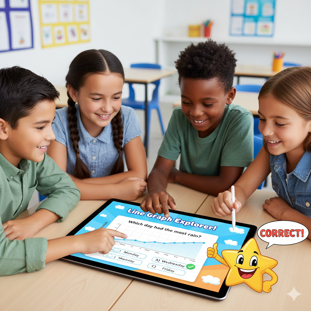 Line graph practice online quiz for kids