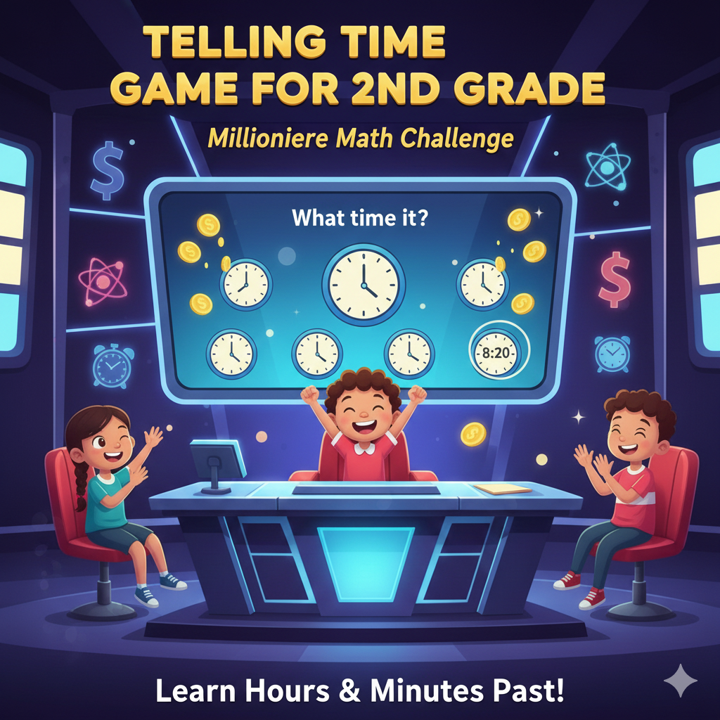 Telling time at minutes and hours past game for 2nd grade millionaire ...